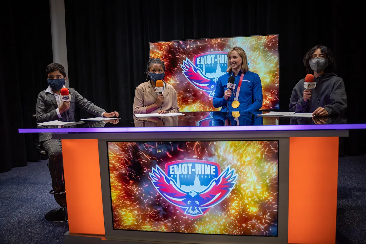 Katie Ledecky Conducts STEM Presentation at Middle School - Word In Black